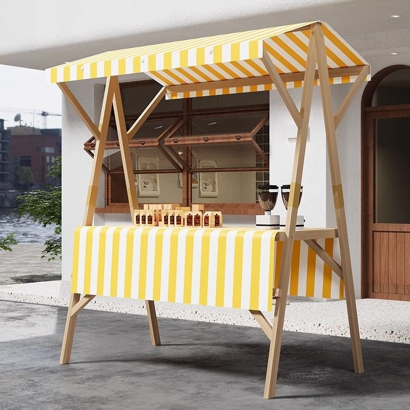 High aesthetic solid wood booth display rack folding table market night ...