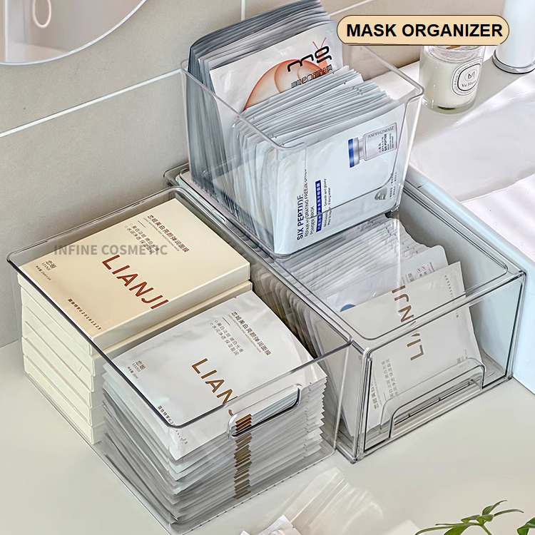 Facial Mask Storage Box Organizer Transparent Large Capacity Stackable ...
