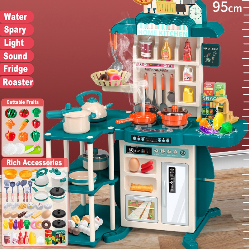 Kitchen Toys for Girls Big Size Real Steam Working Mini Kitchen PlaySet ...