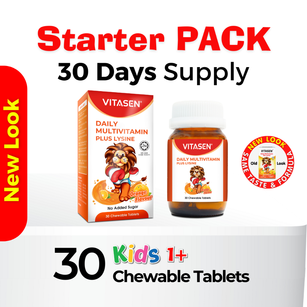 VITASEN Daily Multivitamin Plus Lysine Chewable Tablet (Orange) - For ...