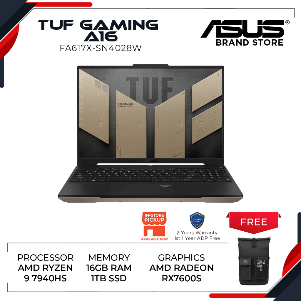 ASUS TUF GAMING A16 FA617X-SN4028W LAPTOP (R9-7940HS, 16GB RAM, 1TB SSD ...