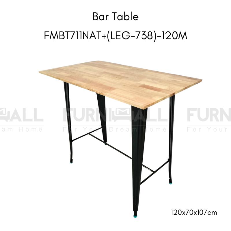Furnimall Rubber Solid Wood Cafe Table/Bar Table 105cm High Table/solid ...