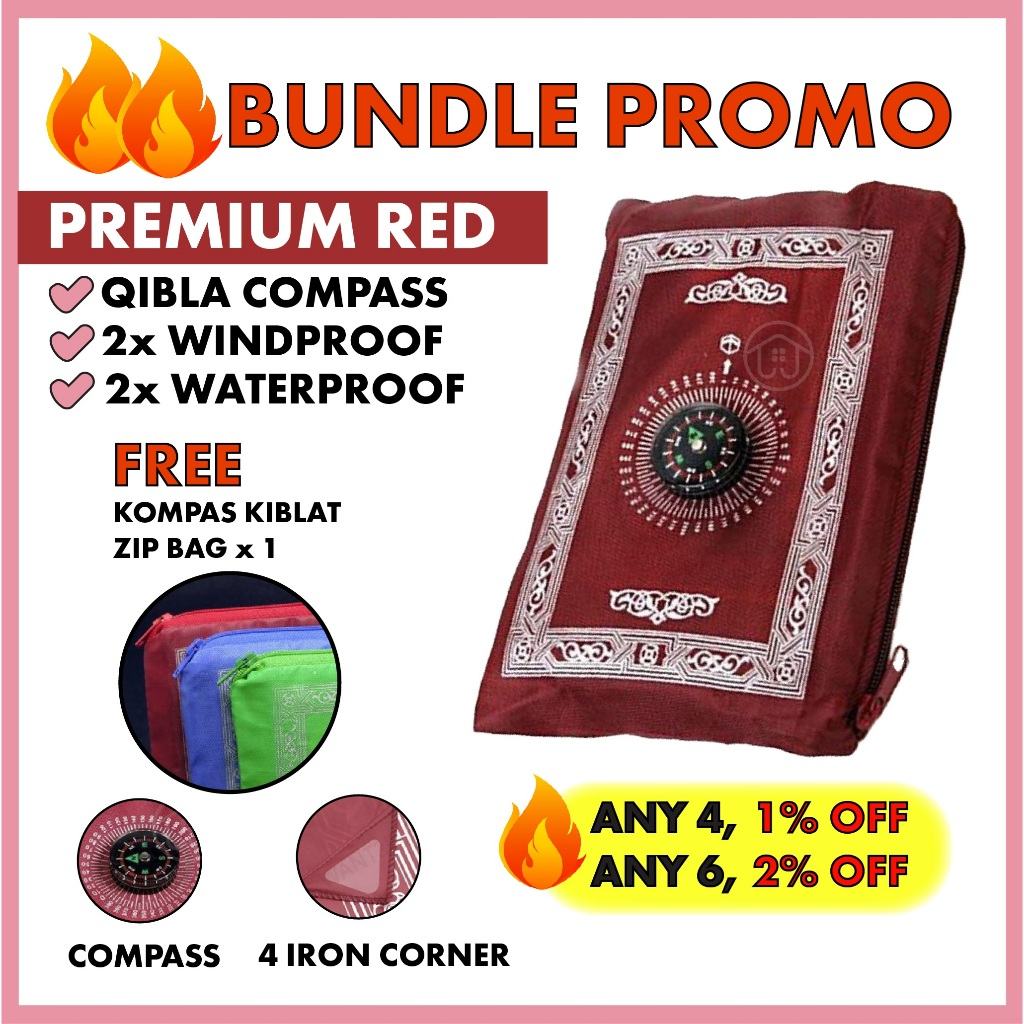 Ramadan Travel Prayer Mat with Compass/Sejadah Saiz Poket Bag/Sejadah ...