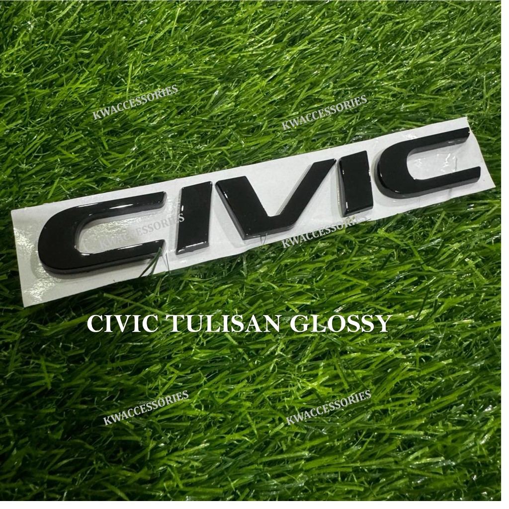 Glossy Black Emblem VTEC Turbo Badge Honda Civic FC FK7 FK8 | Mugen RR ...