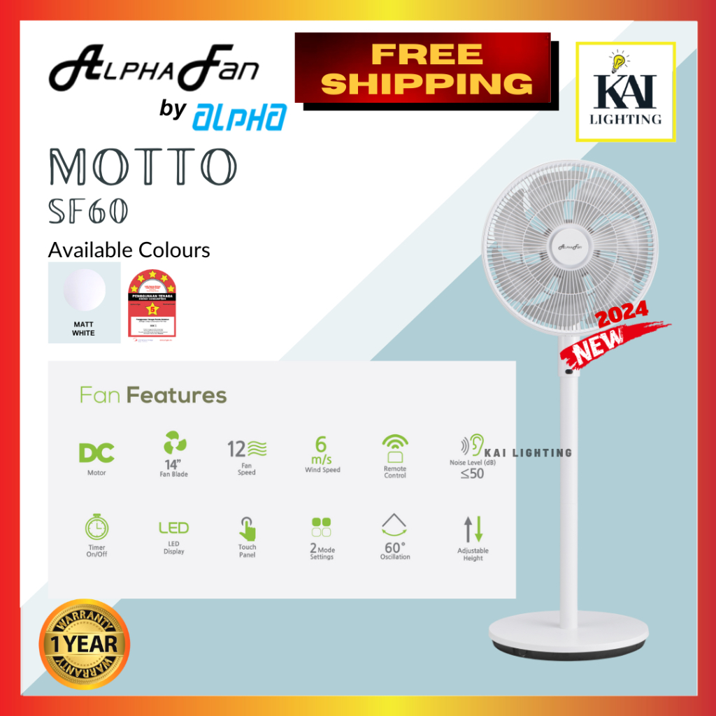 ALPHA Motto DC Stand Fan 60 14 inches 12 speeds Remote Control | Shopee ...