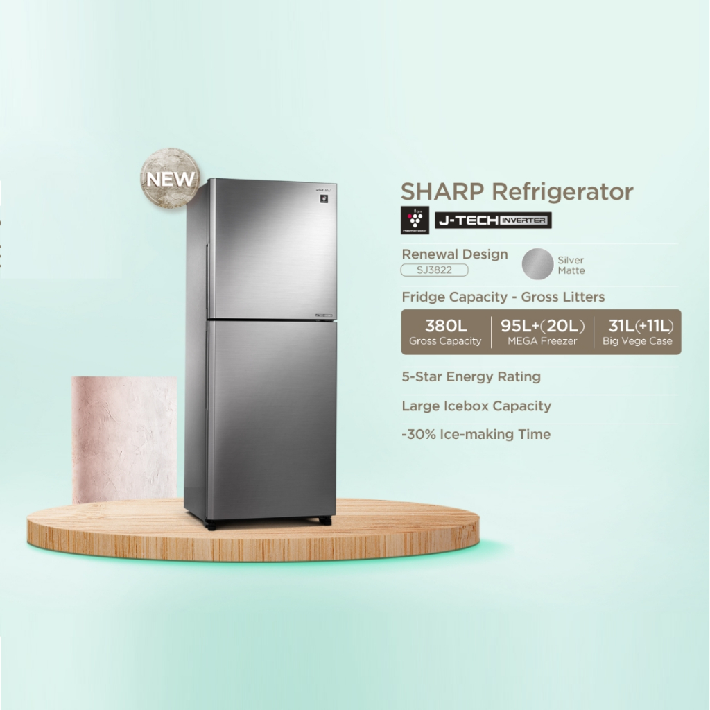 Sharp Folio Refrigerator 2 Door Inverter 280L 320L 380L 410L 440L Fridge Peti Sejuk Peti Ais 2 ...