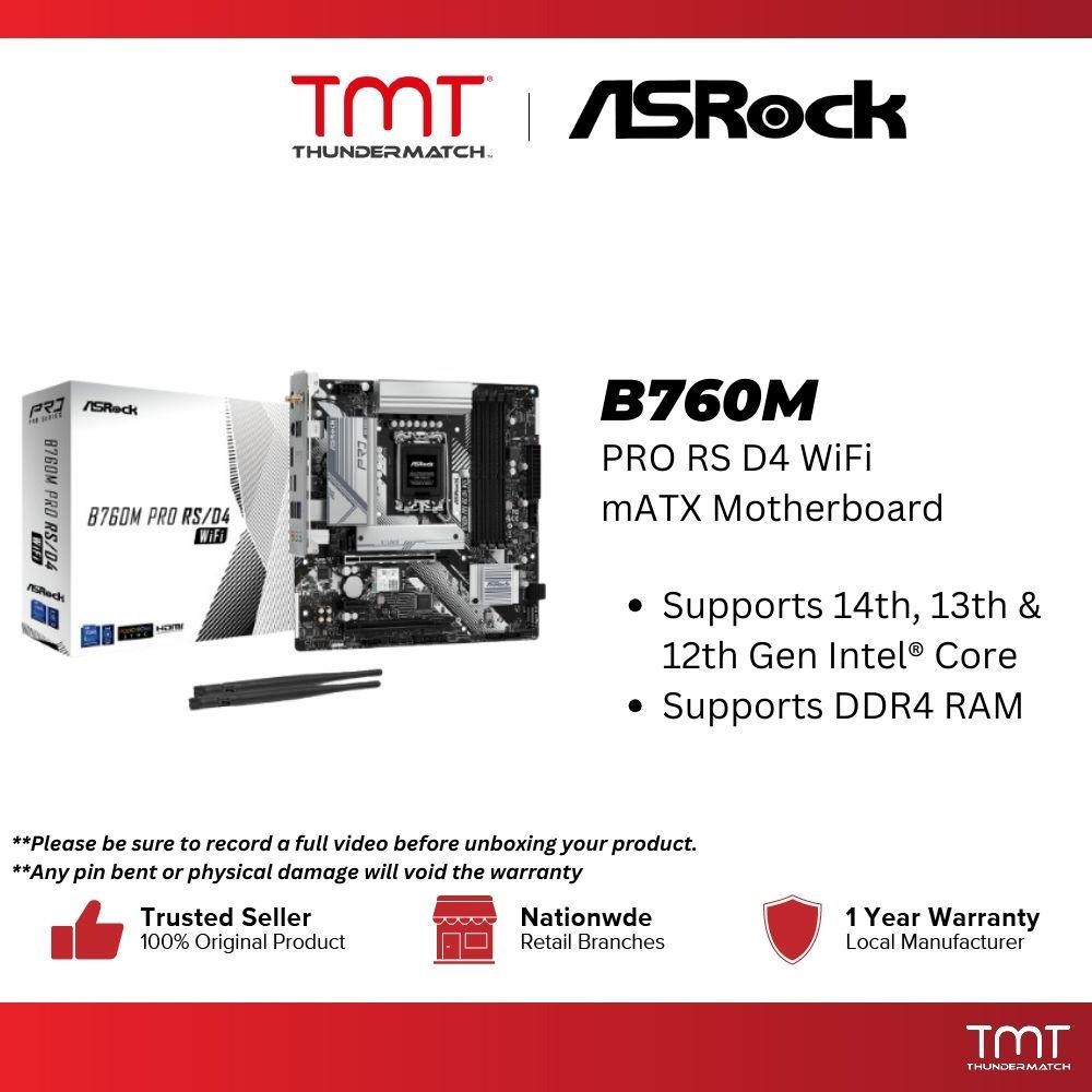 Asrock B760M PRO RS D4 WiFi mATX Motherboard Intel LGA1700 | Shopee ...