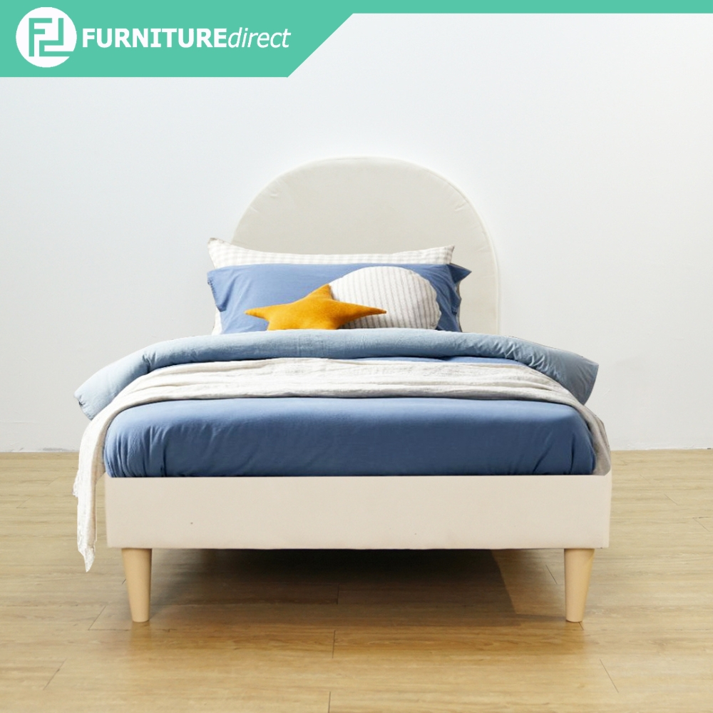 Furniture Direct ALISA Single Divan Bed Frame-Beige Velvet katik budak ...