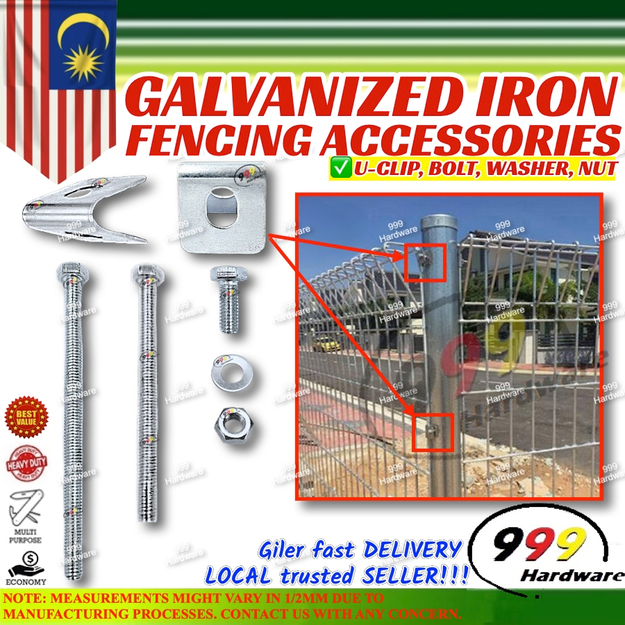 999 [10PC] U-CLIP GALVANISE(GI) GARDEN FENCE / CHROME BRC FENCE FENCING ...