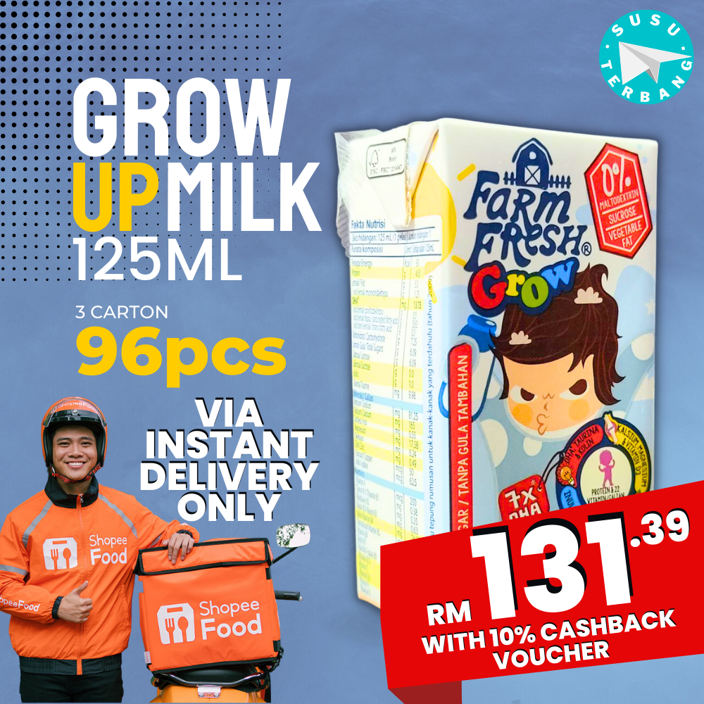[INSTANT DELIVERY ONLY] 3X CARTON | 96pcs Farm Fresh Grow Up Milk UHT ...