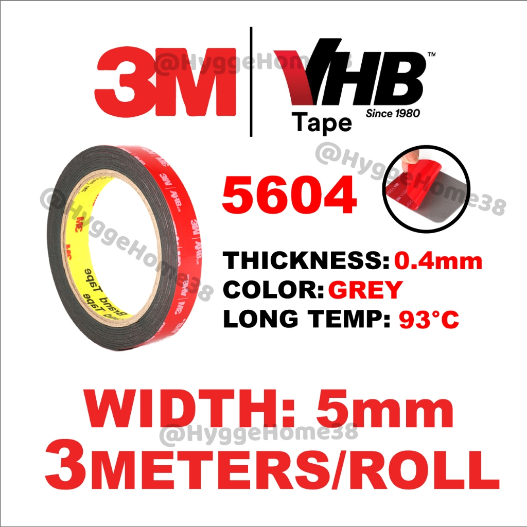 3M VHB Thin Double Sided Tape 5604 Strong Indoor Outdoor Heat Resistant ...