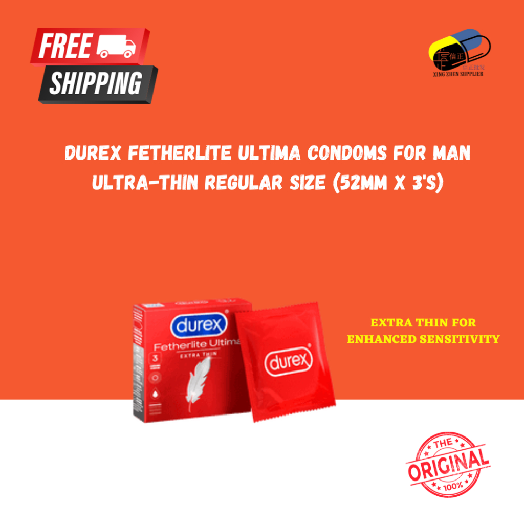 Durex Fetherlite Ultima Condoms for Man Ultra-Thin Regular Size (52mm x ...