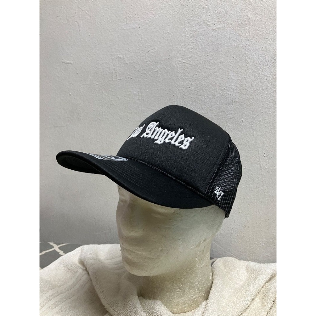 47 Trucker Los Angeles Script Foam Front Mesh Black Cap Snapback ...