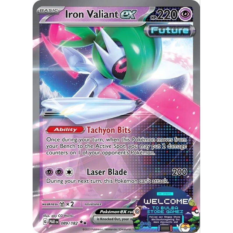 Iron Valiant Ex 089/182 Paradox Rift PAR SV04 Pokémon TCG Card Game ...
