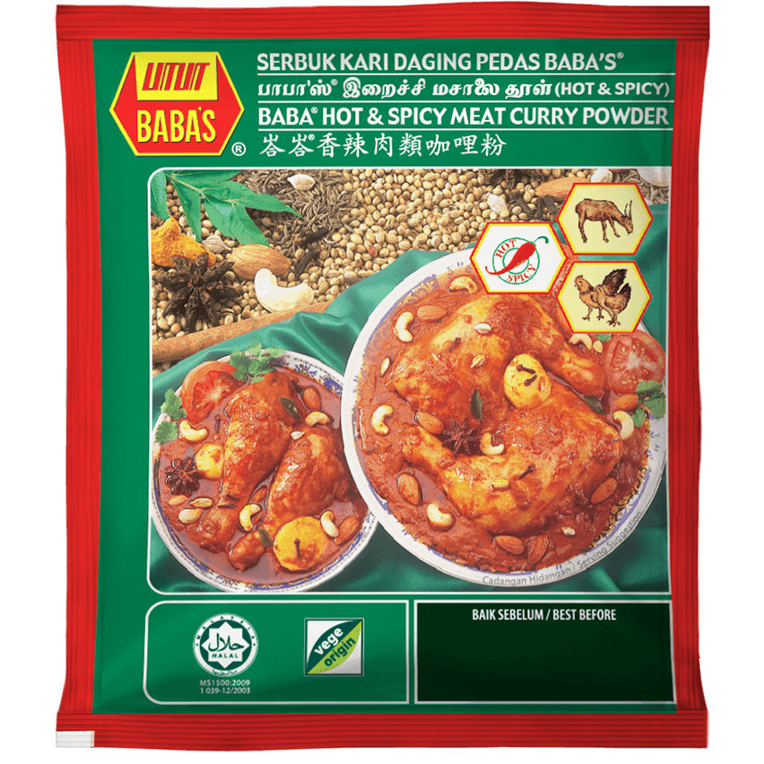 BABA's Serbuk Kari Ayam & Daging PEDAS, SPICY Meat & Chicken Curry ...