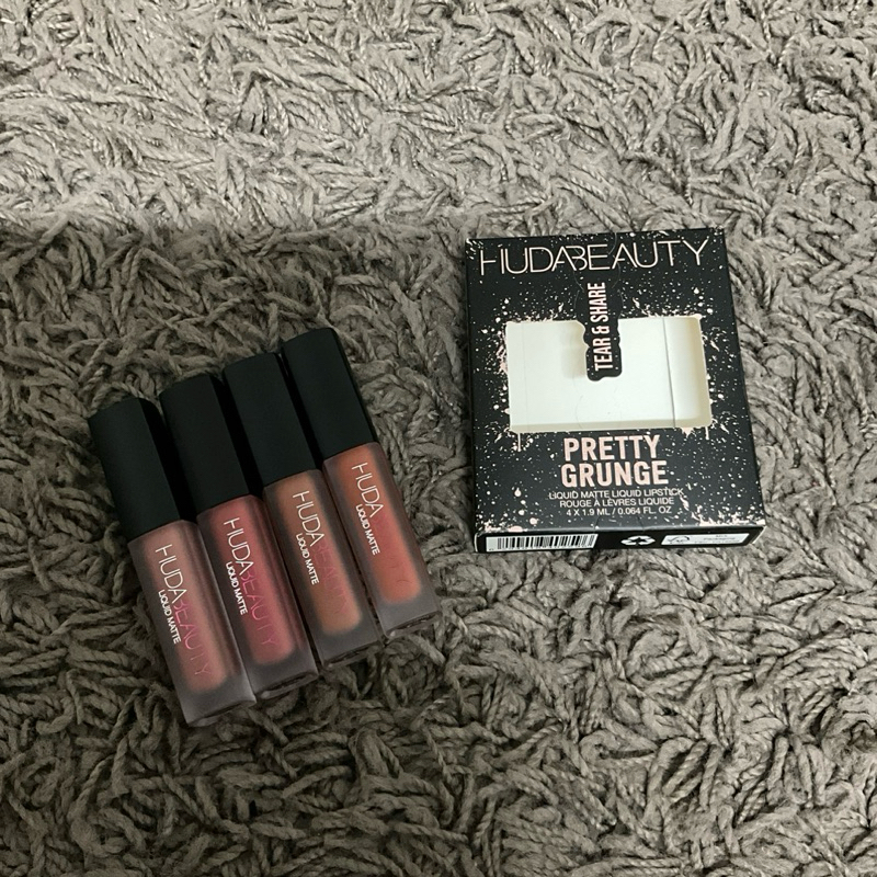 READY STOCK HUDA B£AUTY Pretty Grunge Liquid Matte Lip Quad Set (1.9ml ...