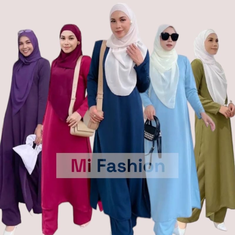 IRONLESS CEY, BAJU MUSLIMAH PLAIN MURAH BAJU LABUH DAN SELUAR SUIT ...