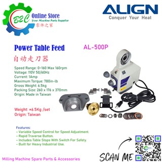 AL-500P ALIGN Taiwan Rapid Traverse Milling Machine Industrial Variable Speed Control Power ...
