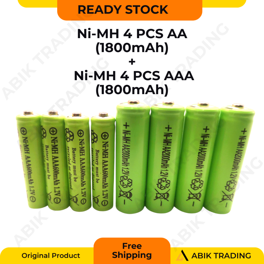 1.2V Ni-MH Ni-CD AA/AAA battery 600mAh 700mAh Rechargeable 3A 2A Bateri ...