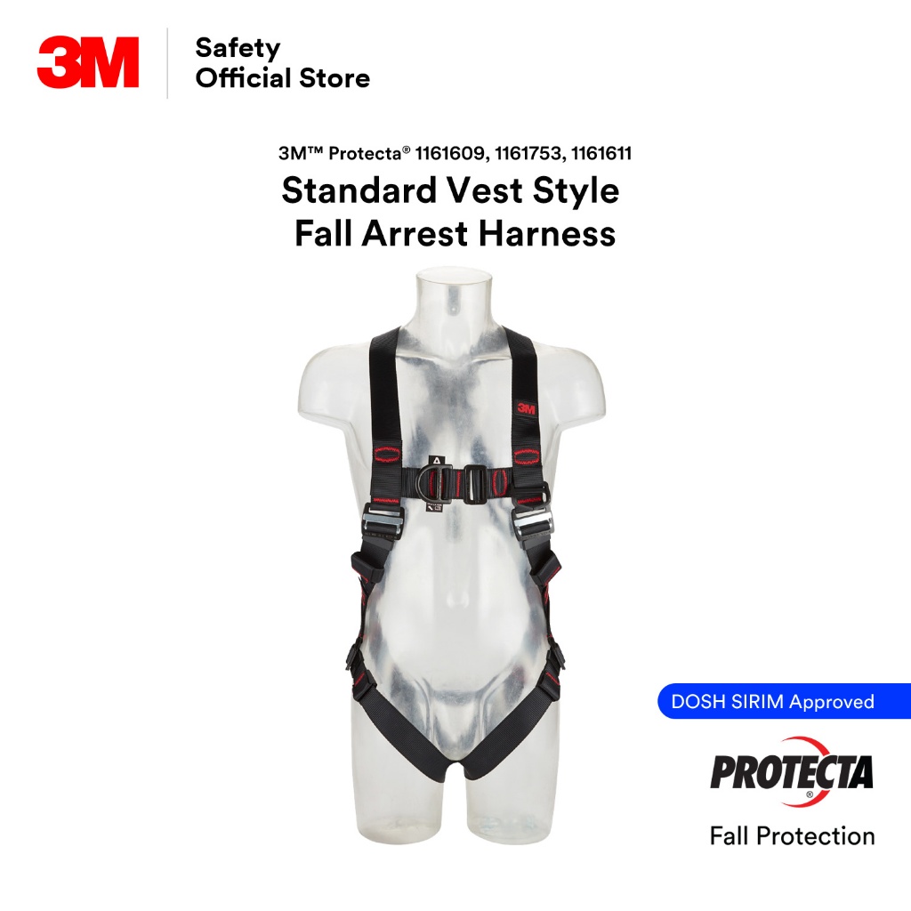 3M™ Protecta P200 Standard Vest Fall Arrest Body Harness with 2 Attachment Points/ 1161753 [1 ...