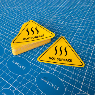 Hot Surface. High Temperature. Premium Triangle Sticker Sign Warning ...