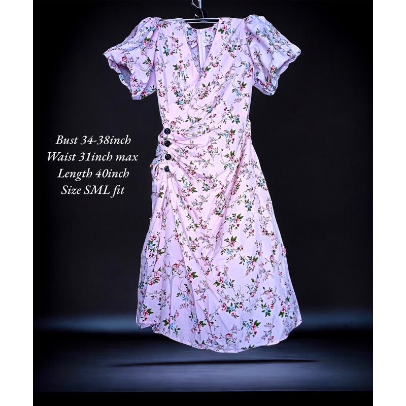 Pink floral long dress CNY | Shopee Malaysia