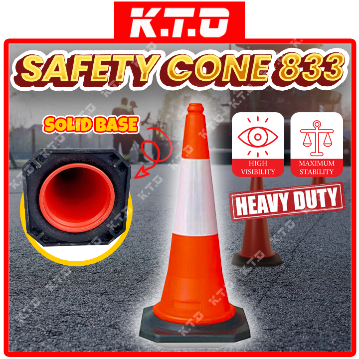 75cm / 30" Portable Reflective Heavy Black Base Safety Cone Traffic ...