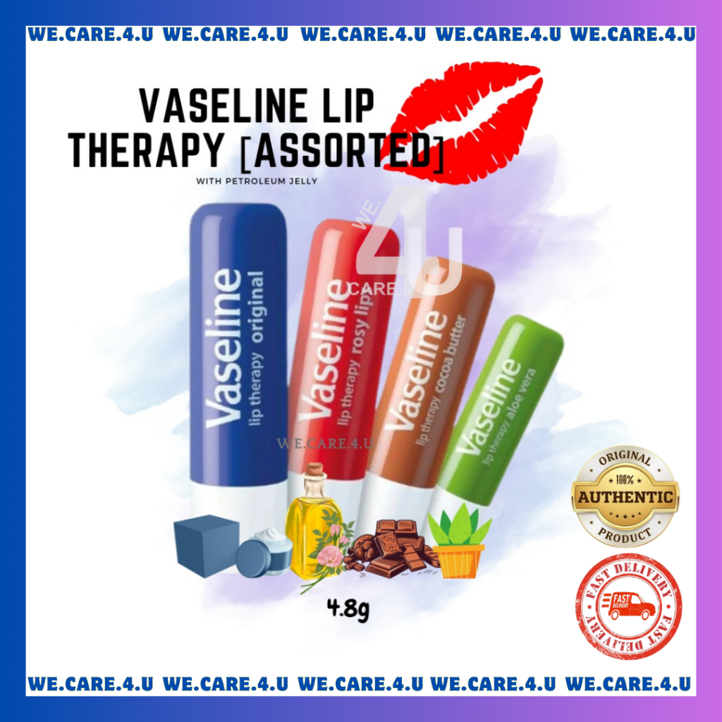 ~💄VASELINE LIP THERAPY WITH PETROLEUM JELLY 4.8g💄[ ORIGINAL / ROSY LIPS / COCOA BUTTER / ALOE ...