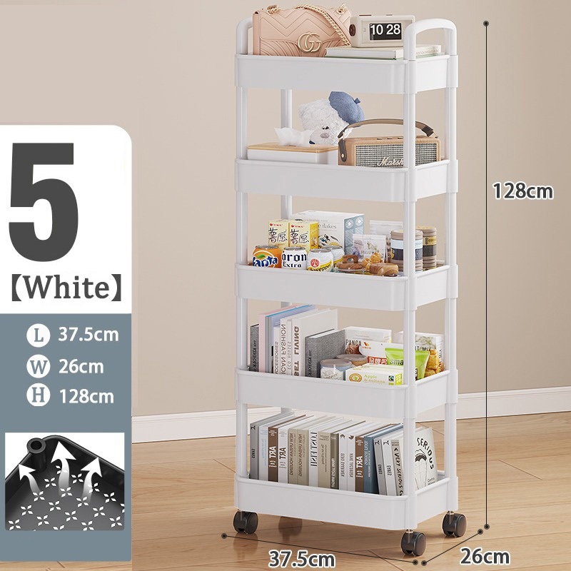 4 Tier Trolley Racks with Wheels Multifunction Storage Shelf Rack for ...