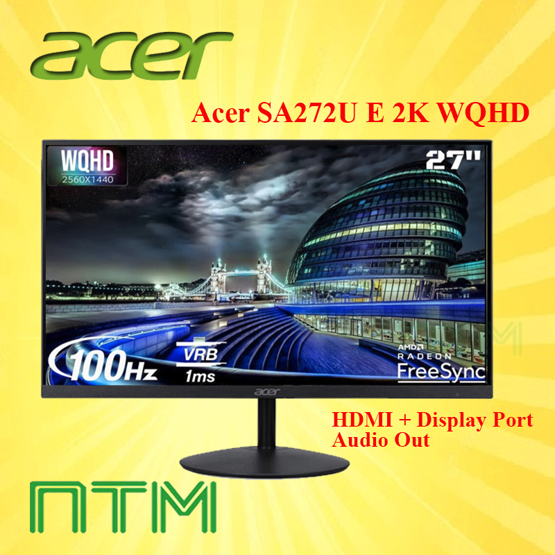 ACER SA272UE / SA272U E 27" WQHD MONITOR (27" IPS WQHD / 1MS / 100HZ ...