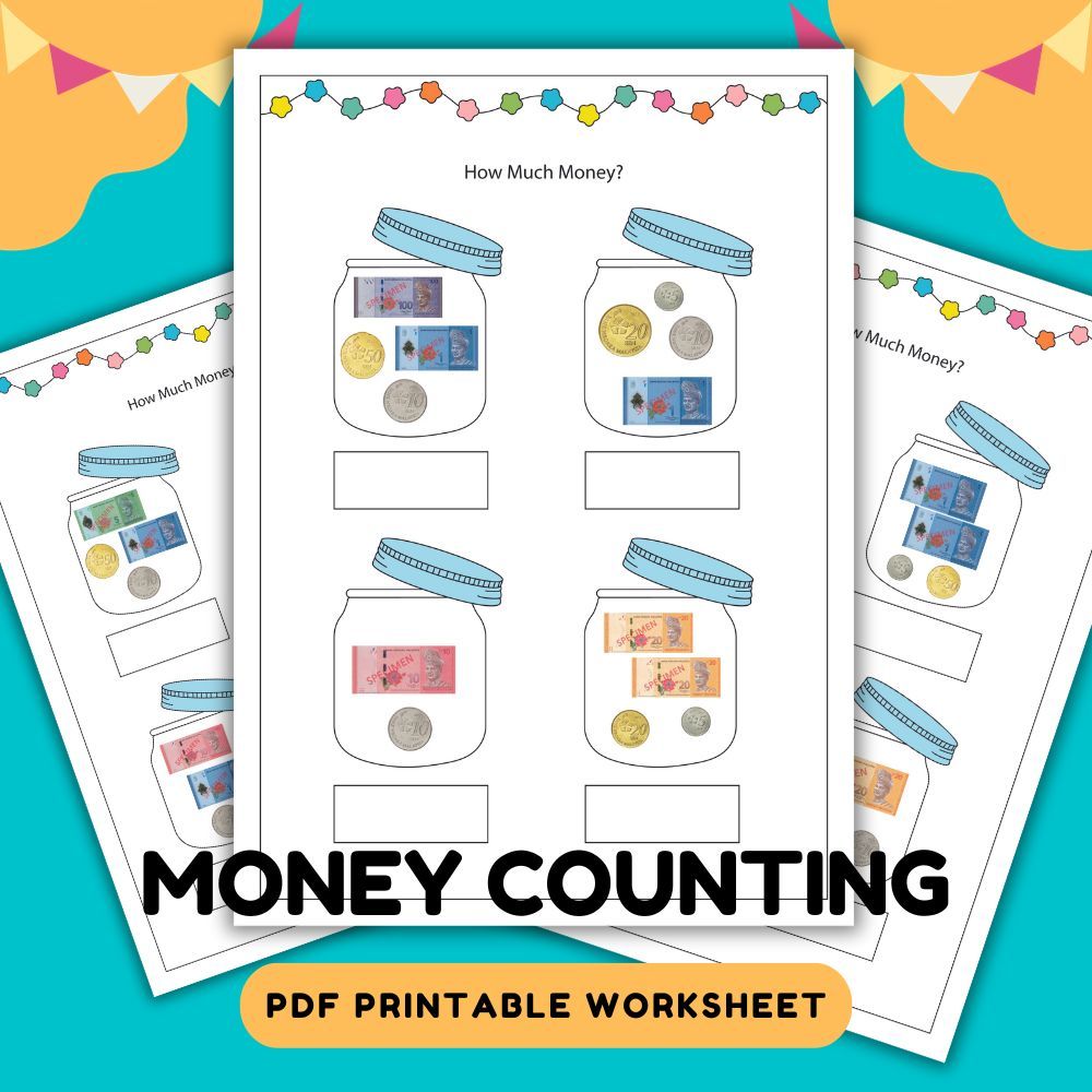 [ Soft Copy/ PDF ] Printable Digital Money Counting Math Worksheets ...