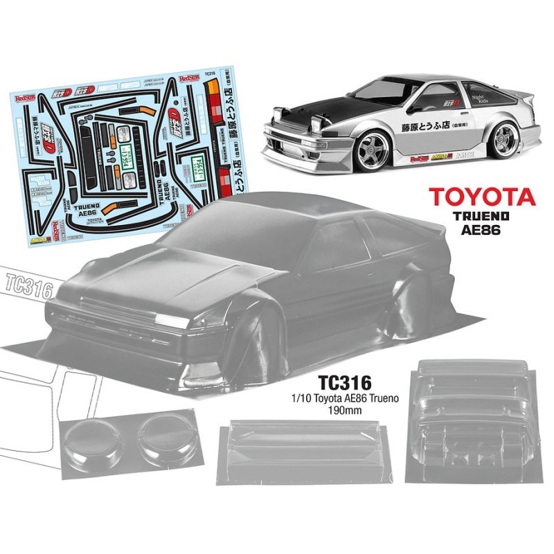 Team C Body Shell 1/10 Clear Body TC316 Toyota AE86 Trueno, 190mm ...