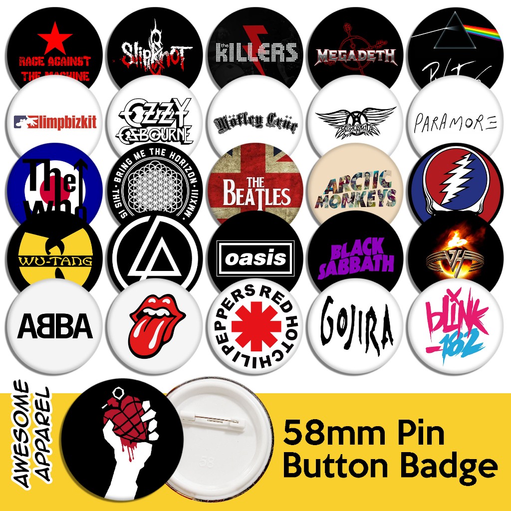Rock Band V2 Musical Music Graphic Designs 58mm 44mm Button Badge with ...