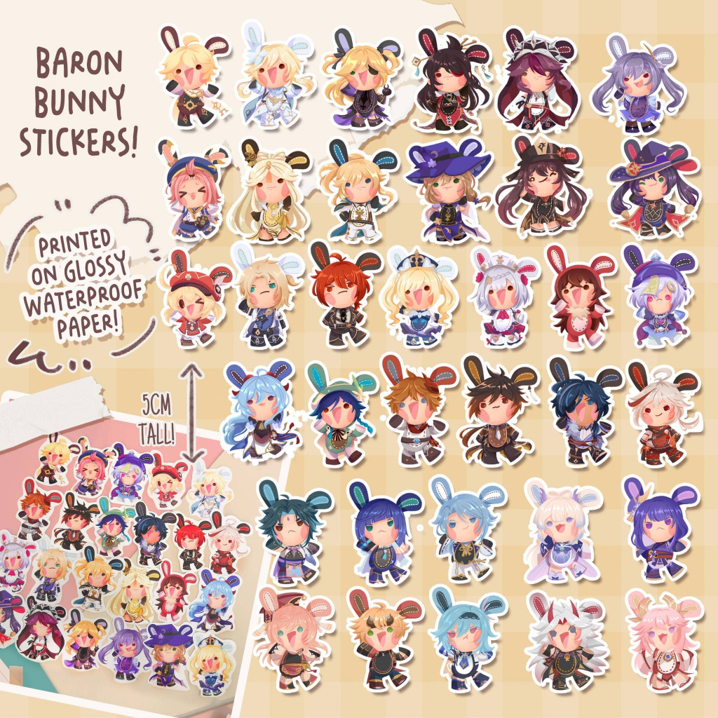 Cute Genshin impact Baron Bunny Stickers | Shopee Malaysia