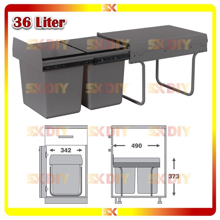 🇲🇾Bottom Mounted Bin With Soft Closing Slide Insert Kitchen Cabinet ...