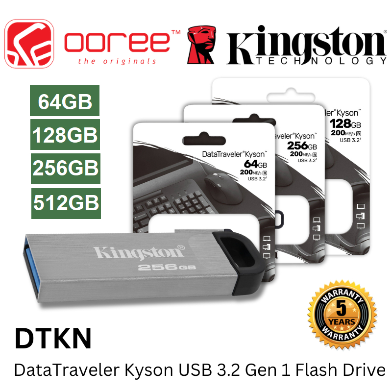 KINGSTON DTKN DATA TRAVELER KYSON USB FLASH DRIVE PENDRIVE WITH STYLISH CAPLESS METAL CASE- 32GB ...