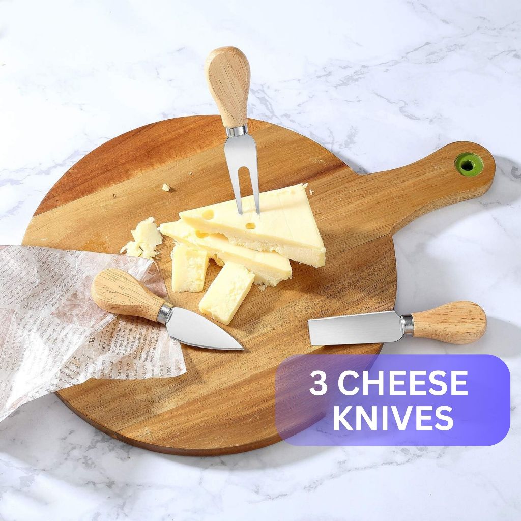 Cheese Knife Set 3 Pcs Cheese Cutter Wooden Handle Stainless Steel ...