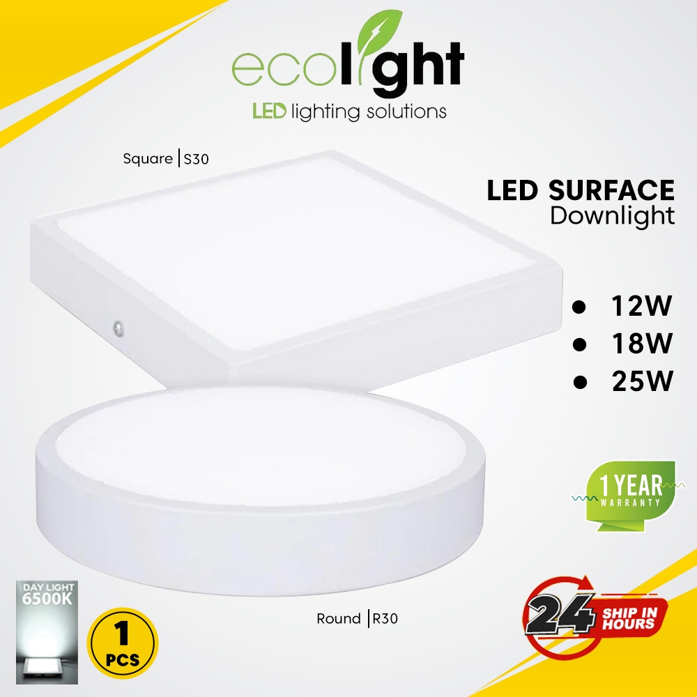 LED Ecolight Surface Downlight Round & Square 12W / 18W / 25W (Daylight ...