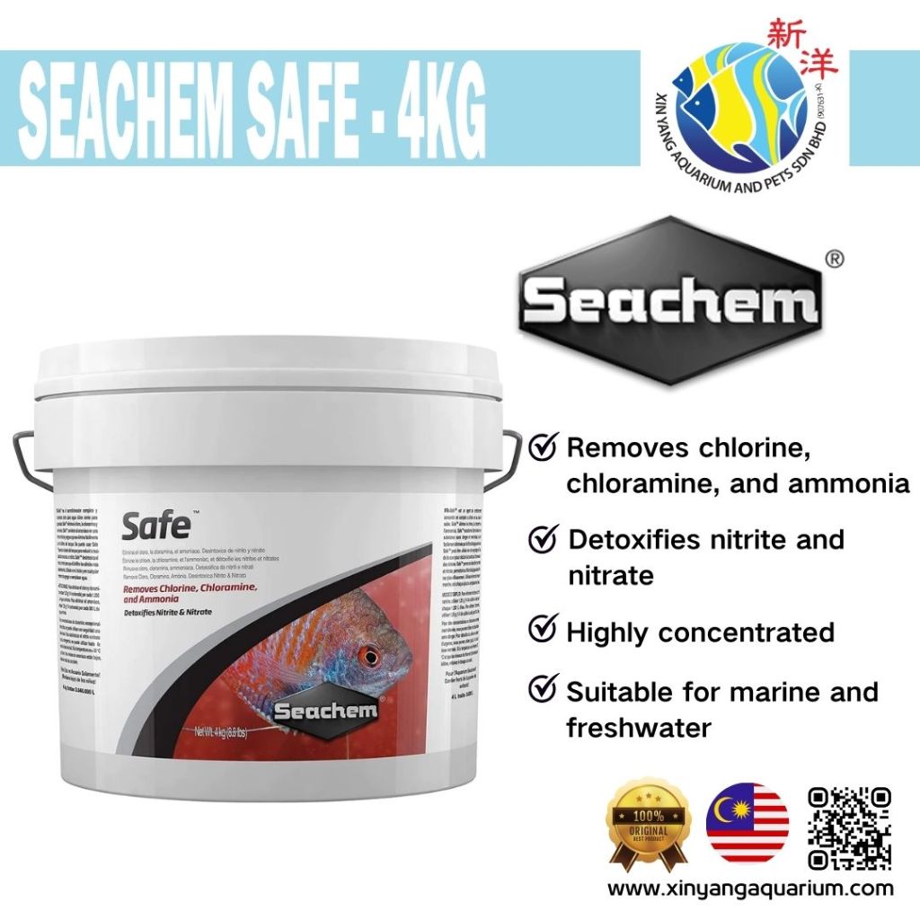 SEACHEM SAFE - 4KG REMOVES CHLORINE, CHLORAMINE, AND AMMONIA | Shopee ...