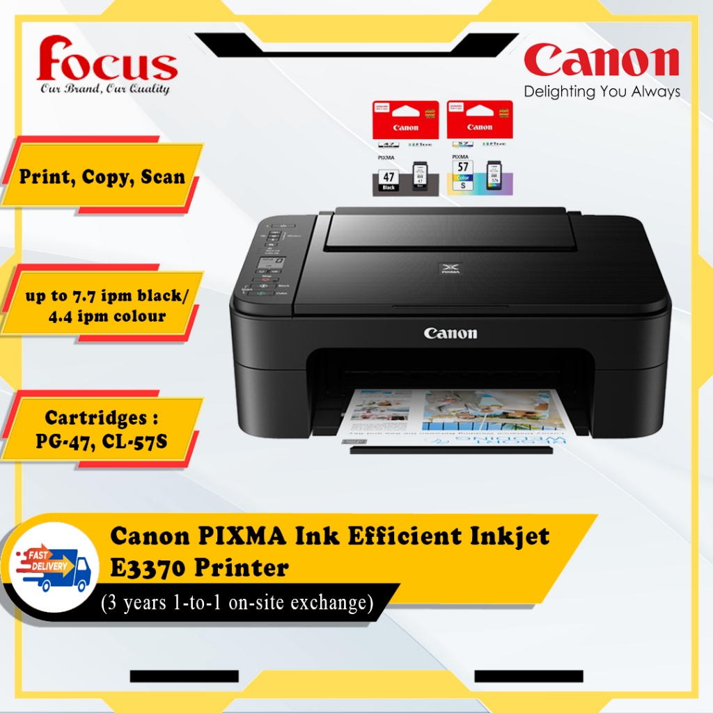 Canon E3370 Pixma Wireless Printer All-in-One Printer Print, Scan, Copy ...