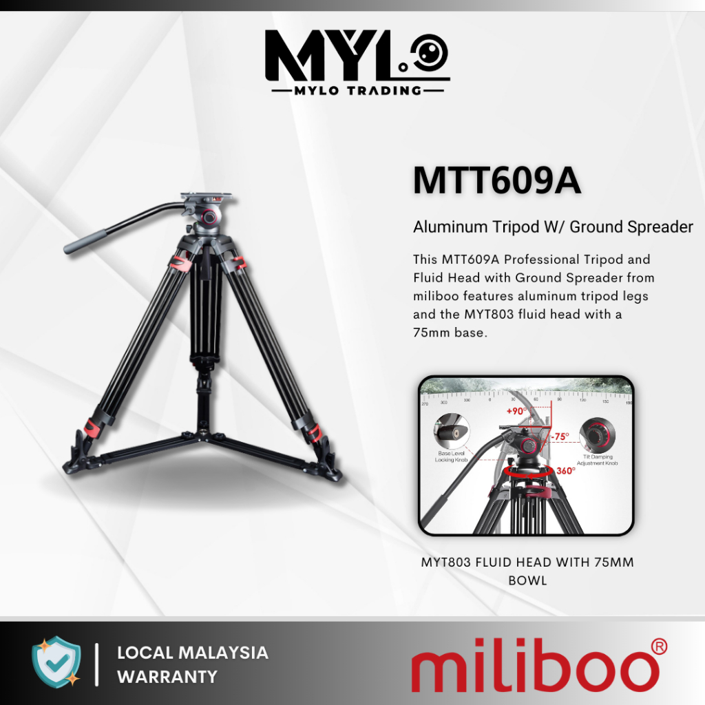 ( Ready Stock ) Miliboo MTT609A Professional Tripod and Fluid Head with ...