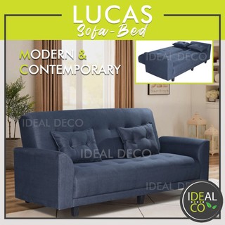 (Free Delivery) Lucas Sofa Bed : Water Repellent Fabric Full Foldable Solid Wood Sofas (3 Seater ...