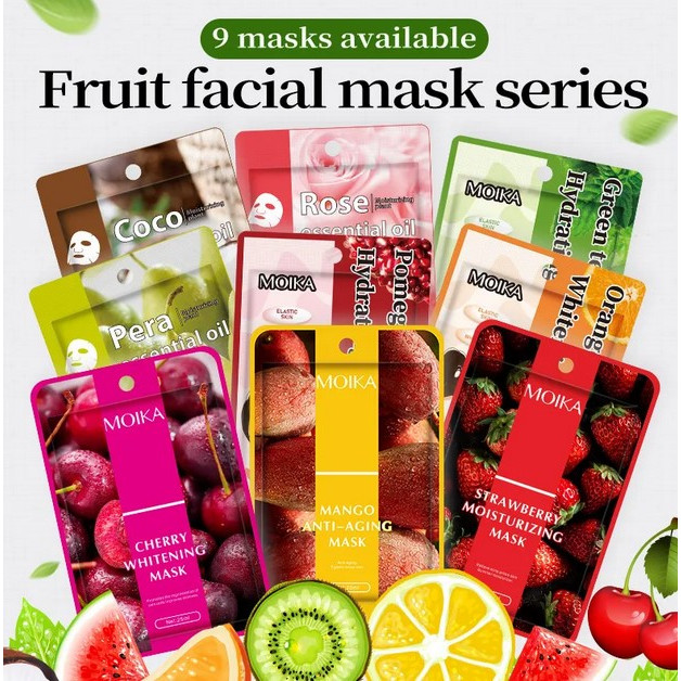 [100% ORIGINAL] 25ml MOIKA Fruit Series Sheet Facial Face Mask Skin ...