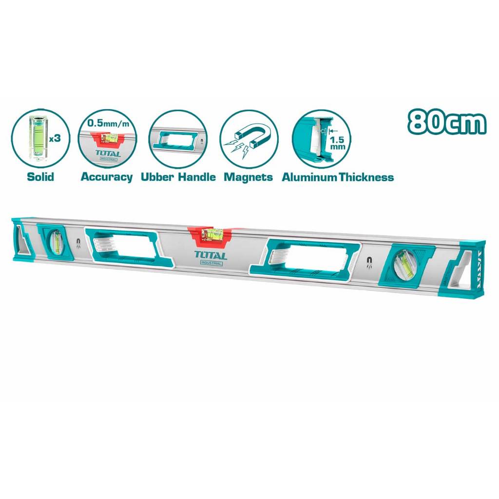 TOTAL Magnetic Spirit Level 80cm (Strong Powerful Magnet) Heavy Duty ...