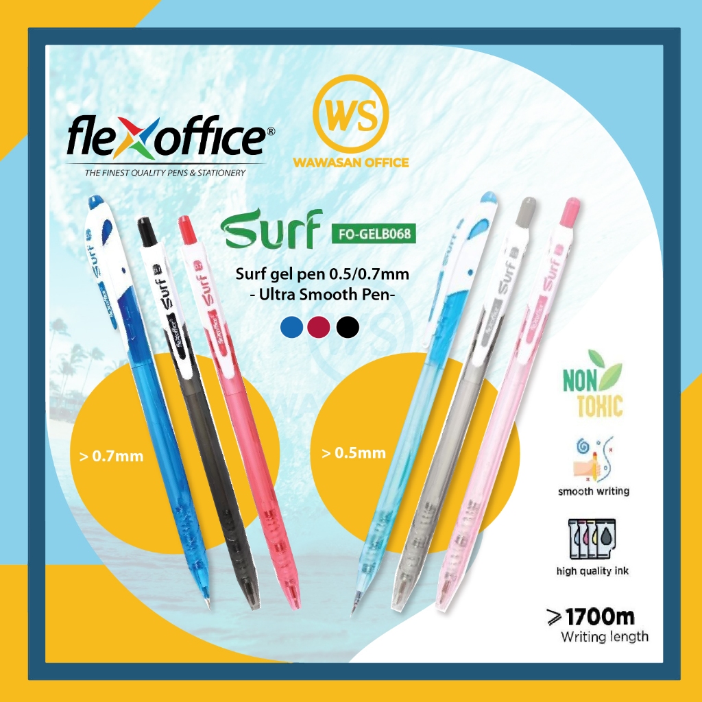 Flexoffice Surf Pen / Surf Ultra Smooth Ball Pen / Flexoffice Pen / Ballpoint Pen - 0.5 / 0.7 FO ...