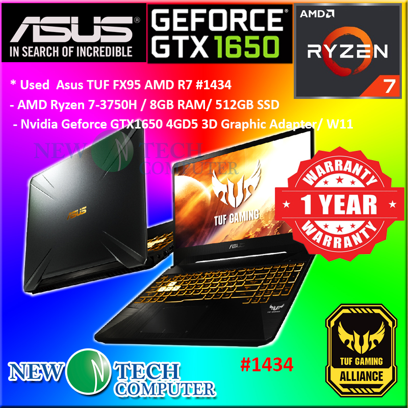 #1434 *Used Asus TUF FX95 AMD Ryzen 7-3750H 8GB 512GB SSD Nvidia ...