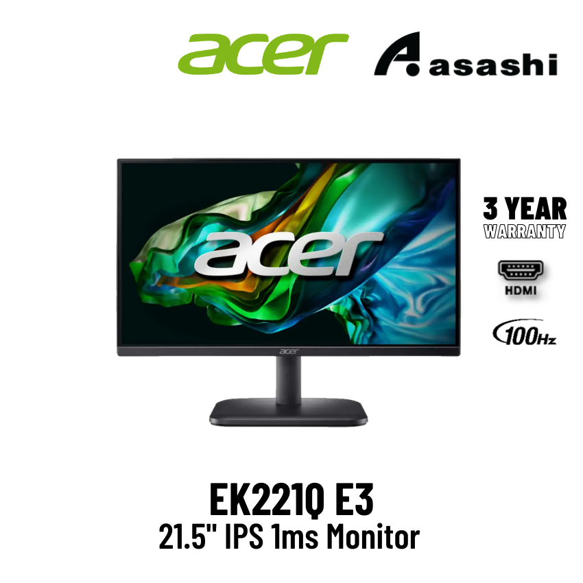 Acer EK221Q E3 | EK221QE3 21.5" 100Hz 1ms IPS FHD Monitor (HDMI,VGA) UM ...