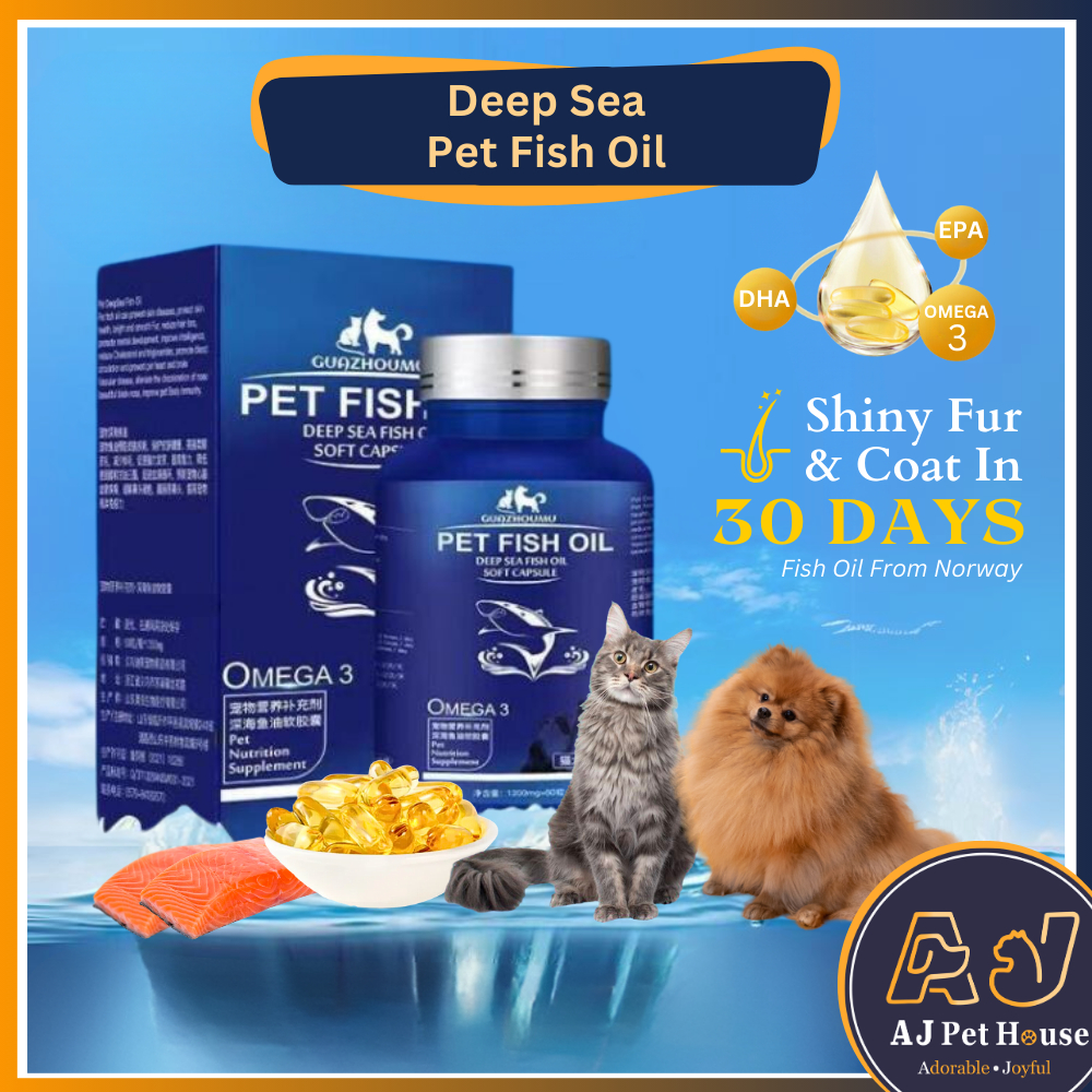 AJPET【High Omega-3 Capsule】Pet Fish Oil For Cat & Dog Salmon Oil For ...