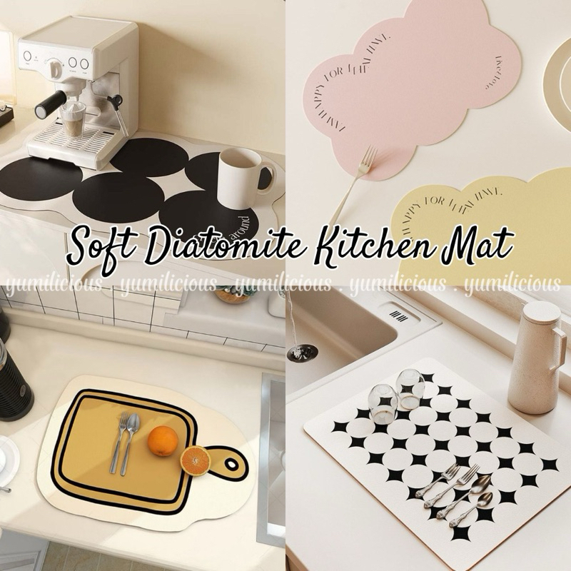 YUMILICIOUS Diatomite Kitchen Top Absorbent Mat Coffee Mat Placemat ...