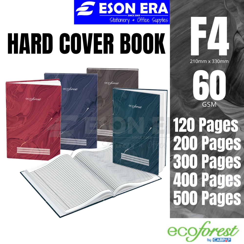 Ecoforest Hard Cover Foolscap Book F4 120P/200P/300P/400P/500P Buku Log ...